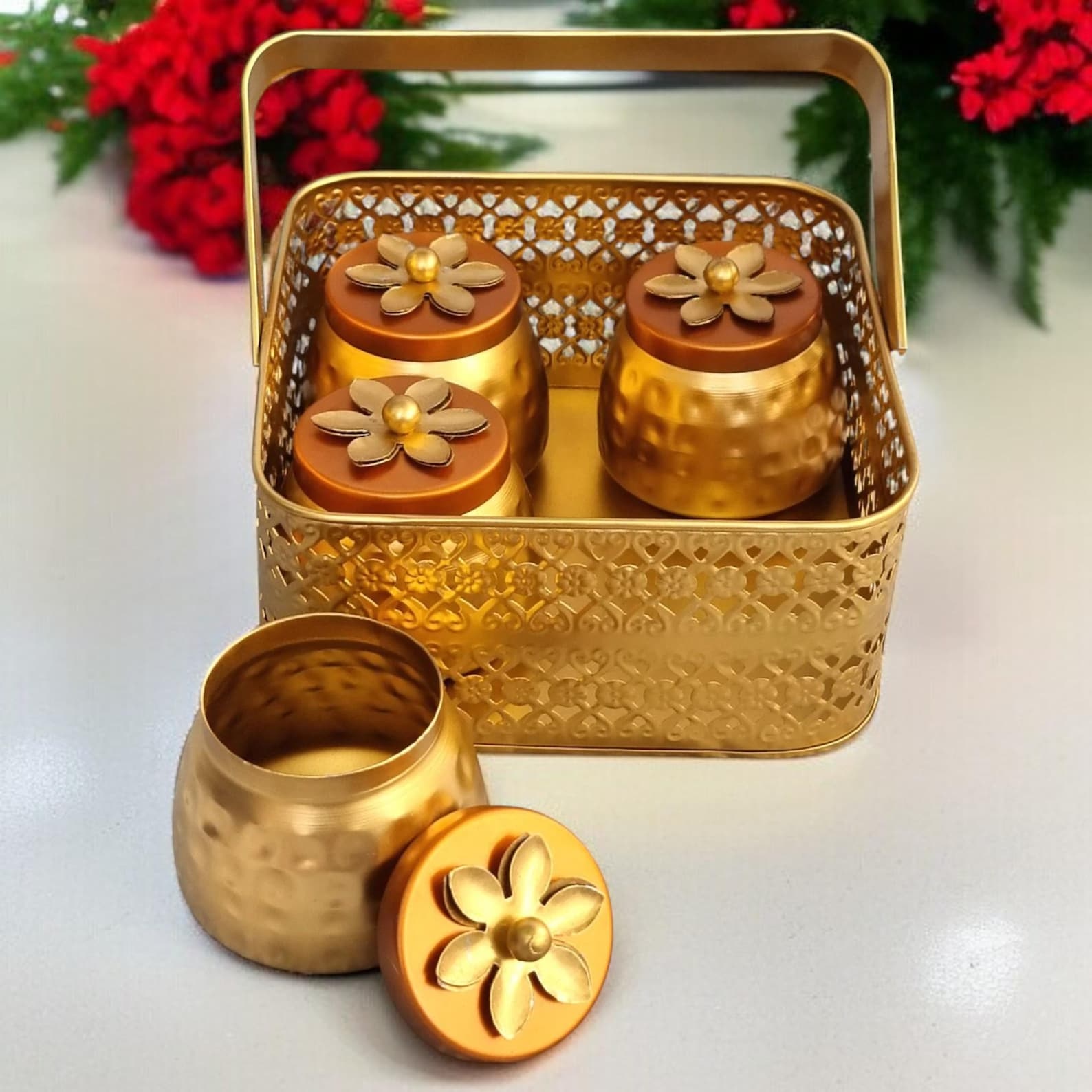 Golden Elegance: Handmade Indian Dry Fruit Jar Hamper – Festive Gift ...