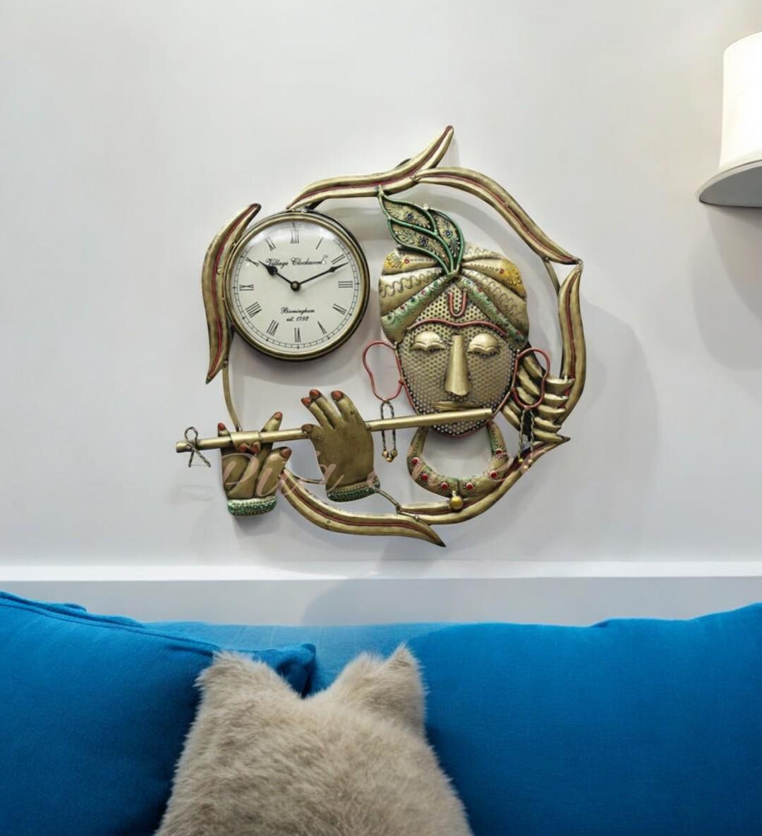 Vintage Lord Krishna Metal Wall Clock: Elegant Home Decor - Etsy