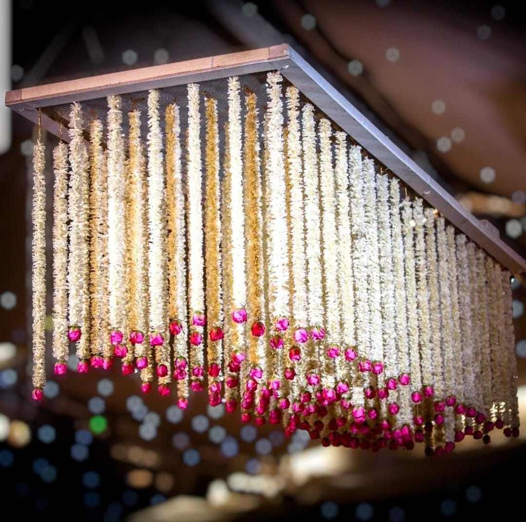 3ft Gajra Jasmine Flower Garland With Louts Buds Hanging for Indian ...
