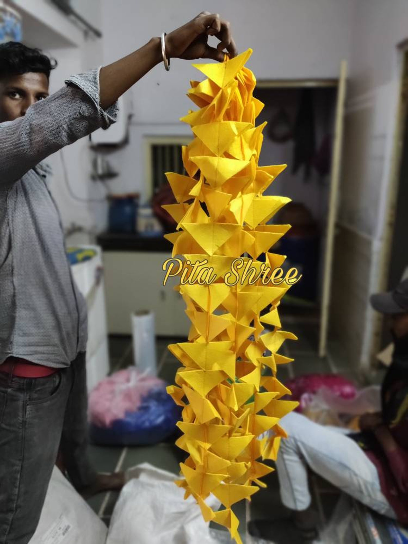 20 Strings Triangle Felt Paper Garlands Mehndi Haldi - Etsy