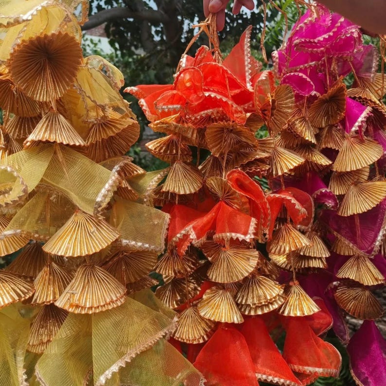 Colorful Gota Net Garland: Indian Wedding Backdrop Decoration ,unique ...