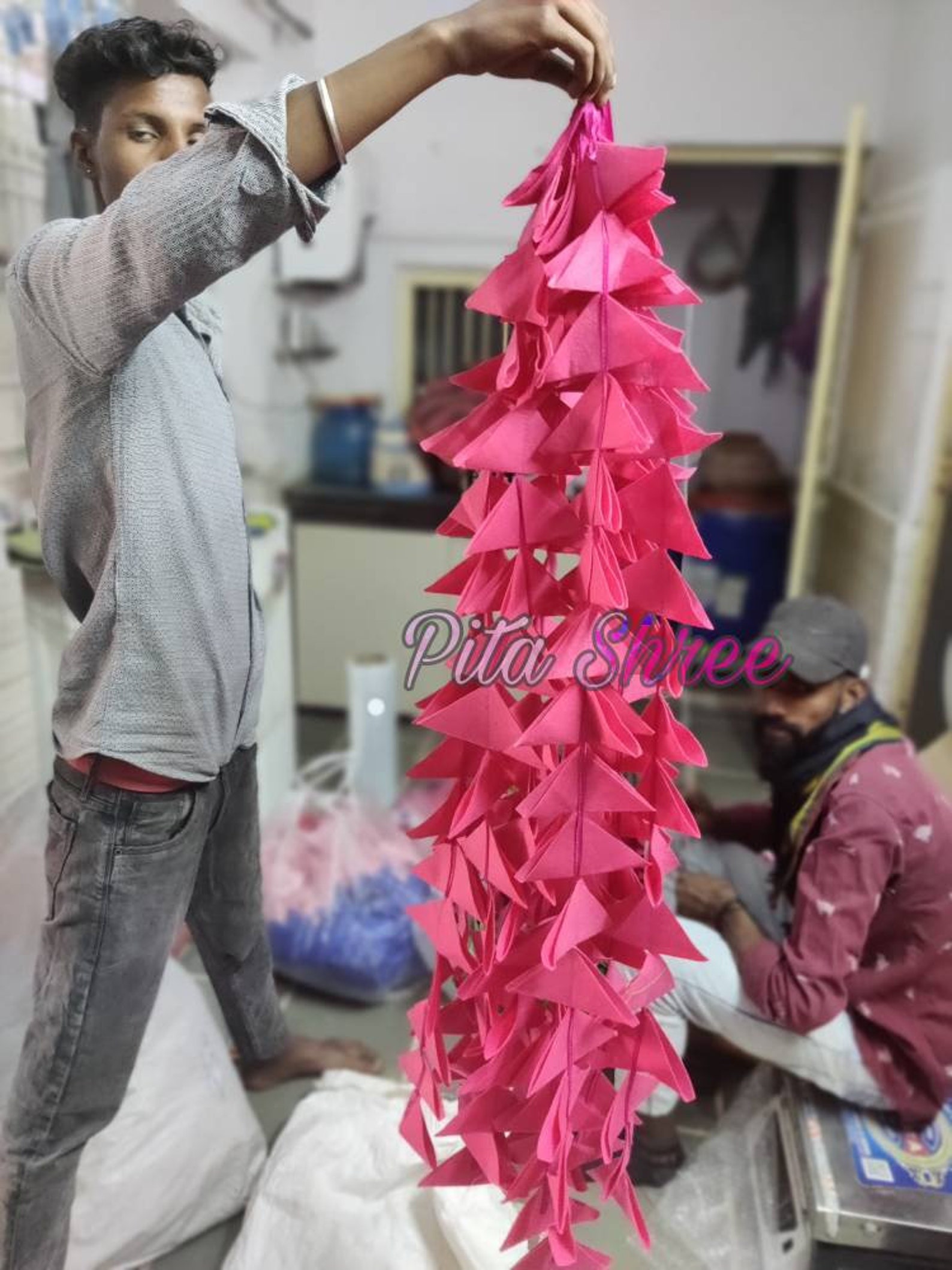 20 Strings Triangle Felt Paper Garlands Mehndi Haldi - Etsy