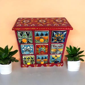 9 Drawer Home Decor Box, Art Box Storage, Hand-painted Chest Box ...