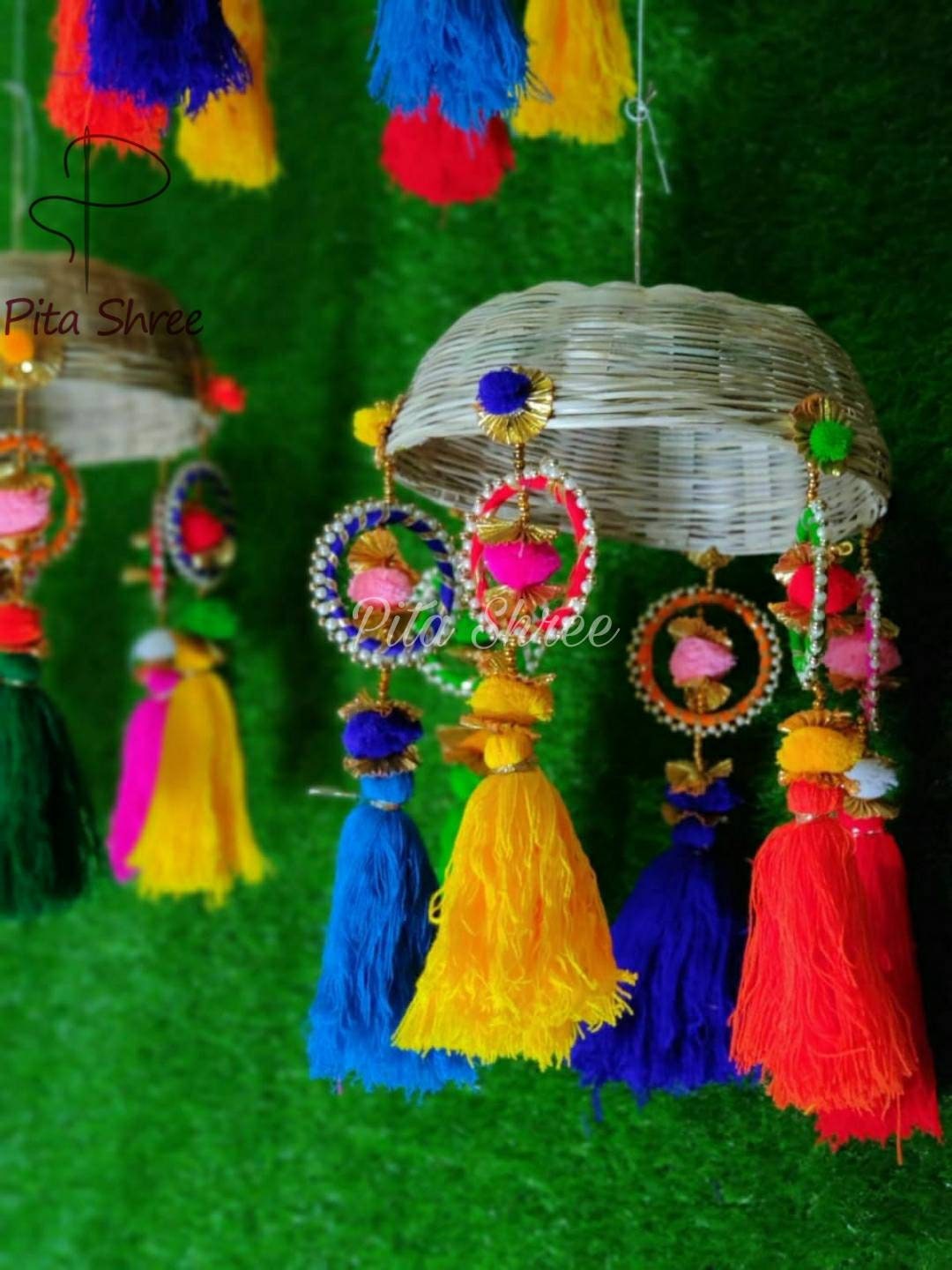 Multicolor Bamboo Tokri Indian Wedding Decoration Mehndi Decor Party ...