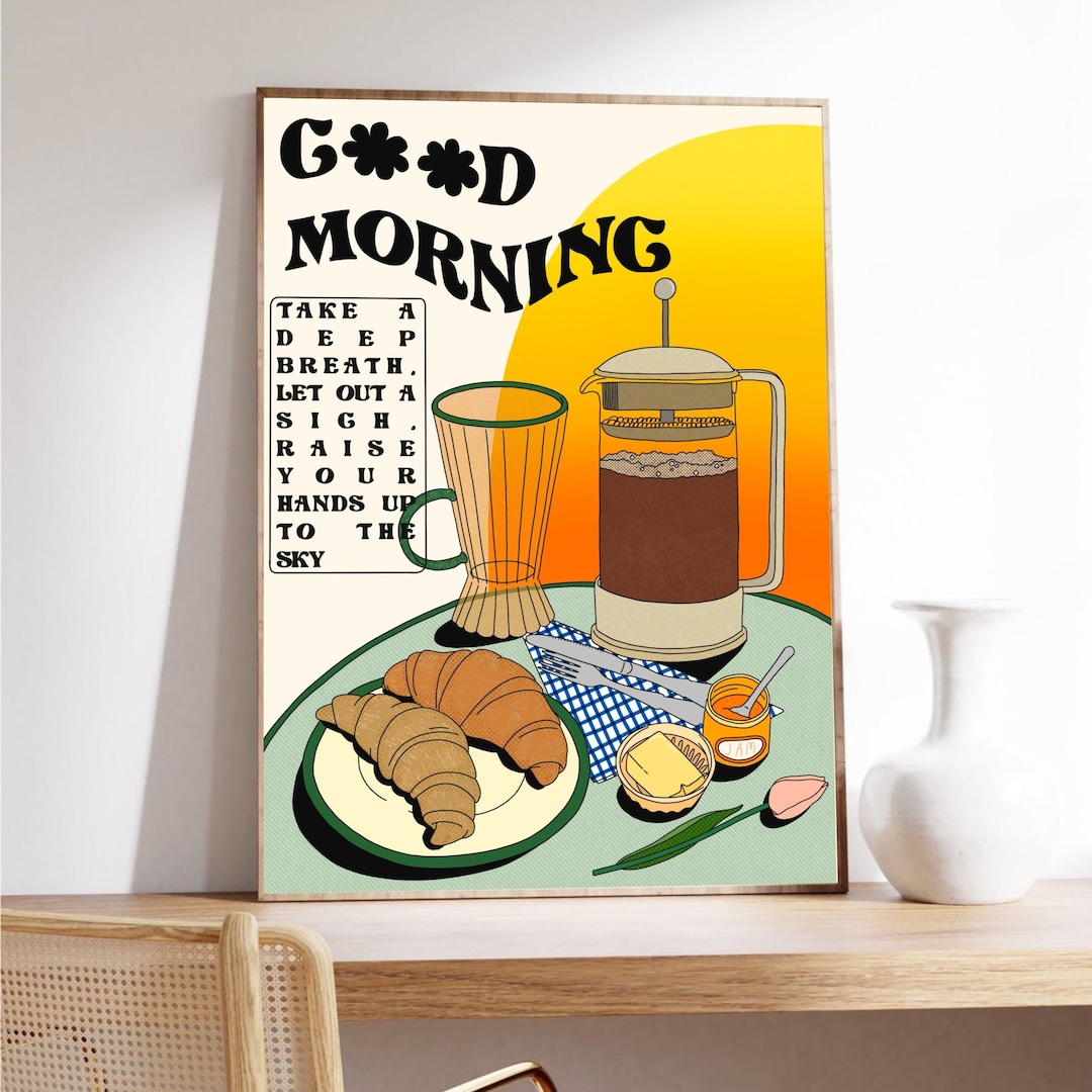 Retro Good Morning Print | Kitchen Aesthetic Print | Paris Print - Etsy