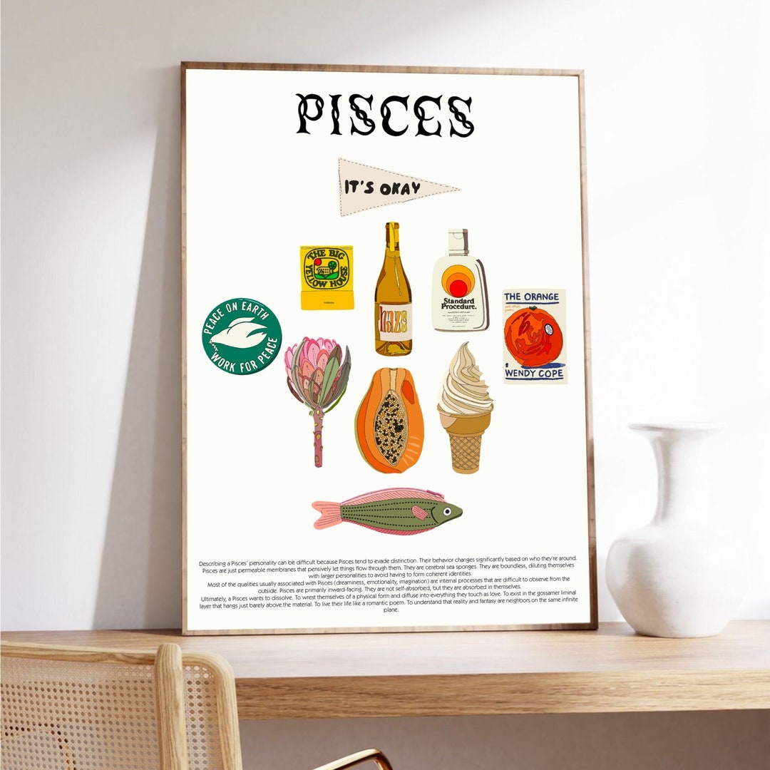 Pisces Trinket Print | Pisces Print | Pisces Poster | Zodiac Print - Etsy