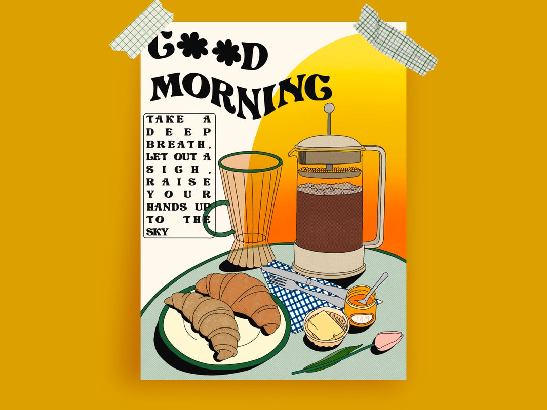 Good Morning Print | Art Print | Retro Art Print | Retro Illustration ...