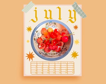 Retro July Calendar Printable – Start Your Engines! | Bold & Fun ...