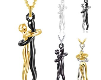 Couple Hugging Necklace - Etsy
