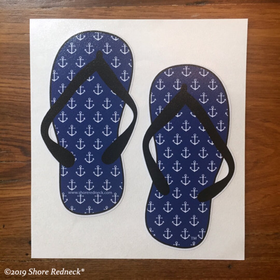 Official Shore Redneck® Navy & White Anchor Flip Flops Decal - Etsy
