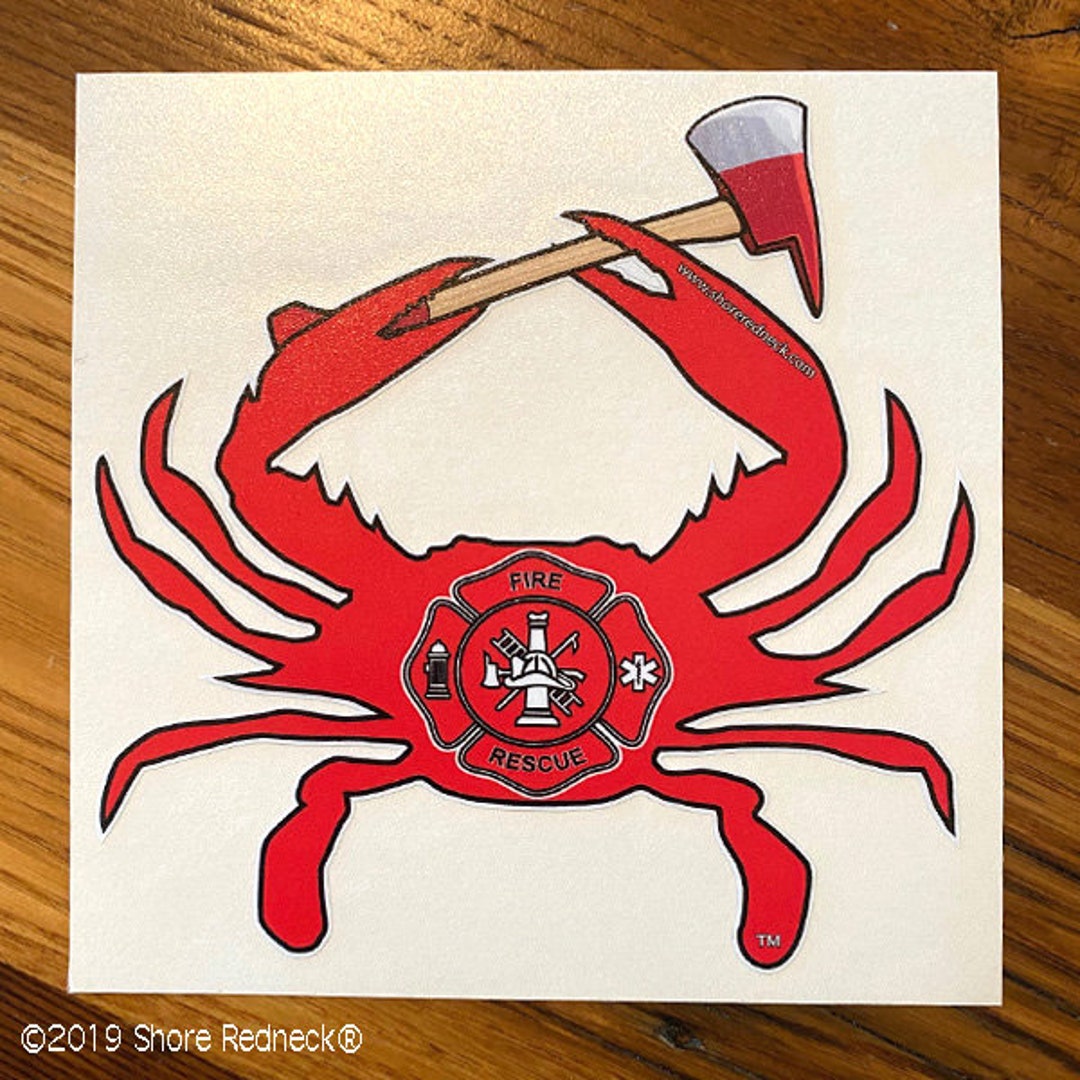 Official Shore Redneck® Red Fire & Rescue Crab W/axe Decal - Etsy