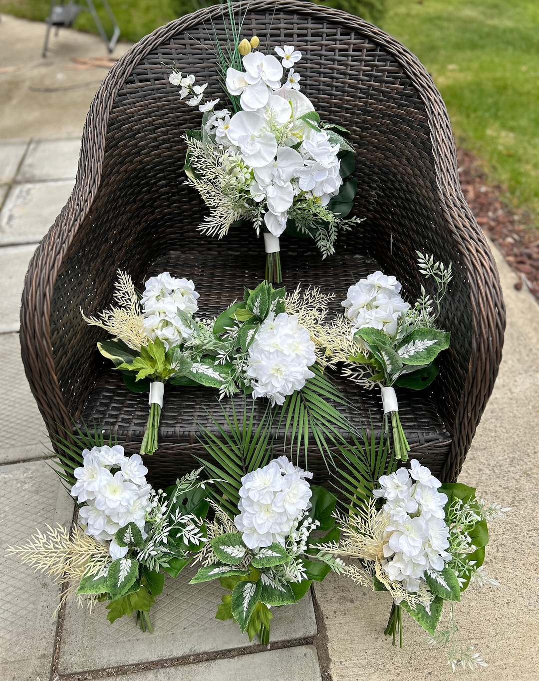 White Wedding Bouquets, Boutonnieres&corsages With Orchids, Delphinium ...