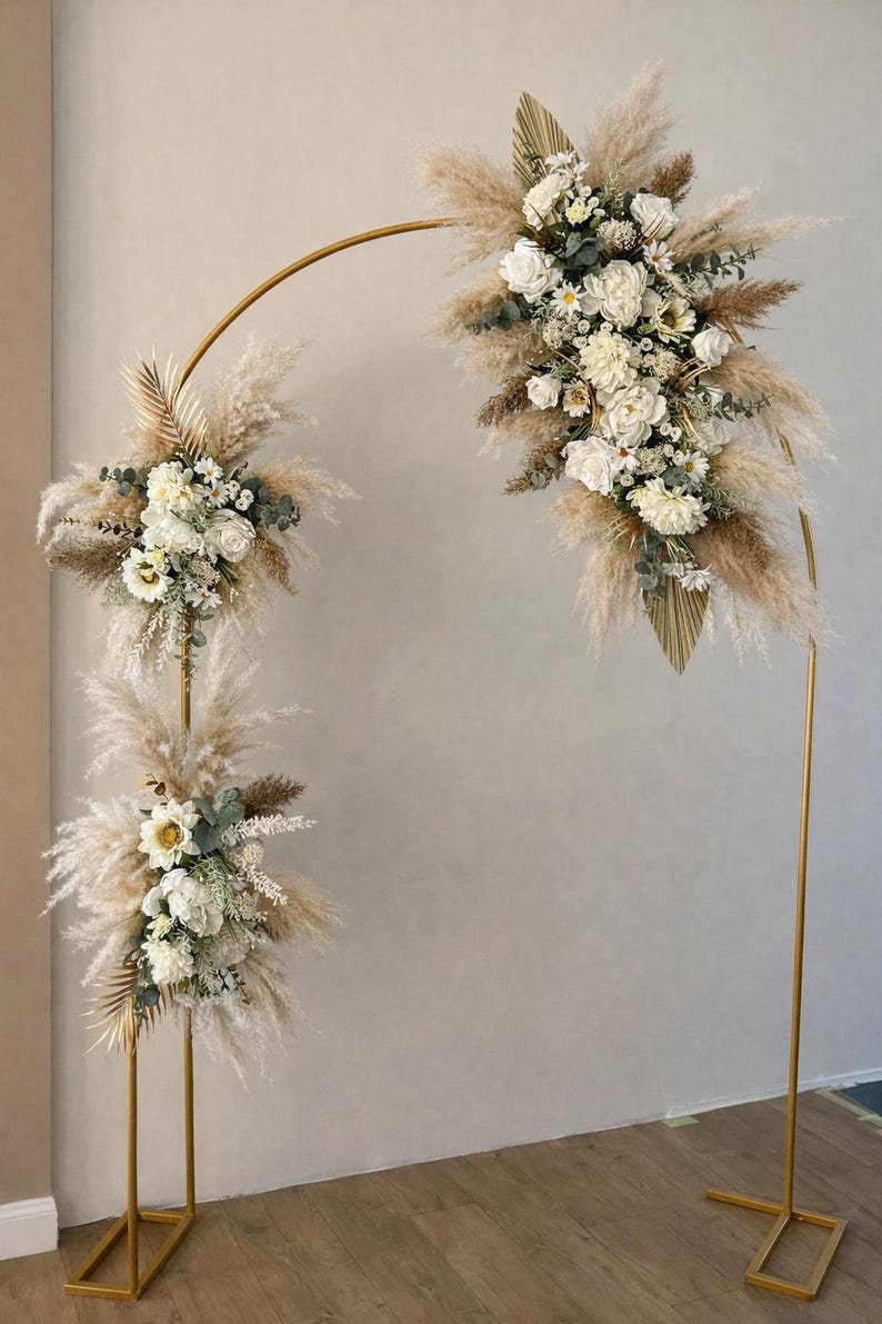 Boho Wedding Flower Package, Pampas Grass Arch Flower and Bouquets ...