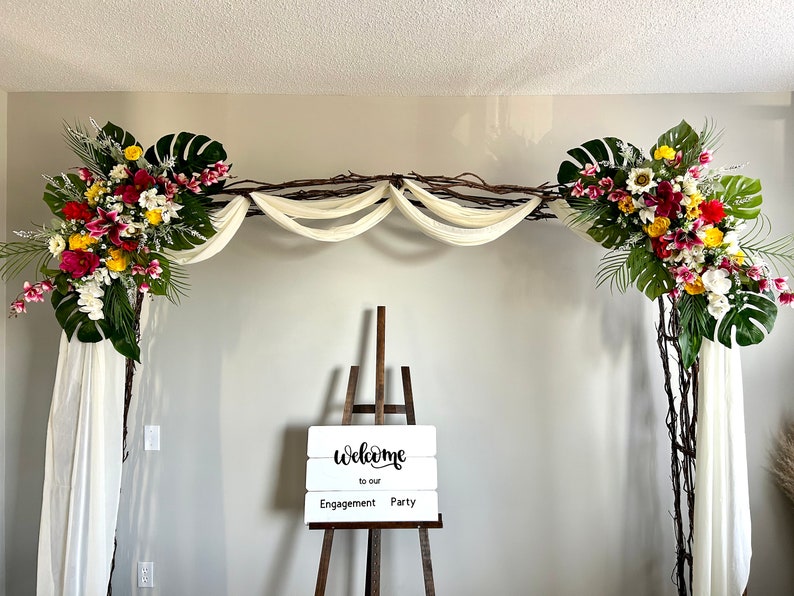 Tropical Wedding Arch Flowers: Silk Flower Corner Swag, Arbor Decor - Etsy