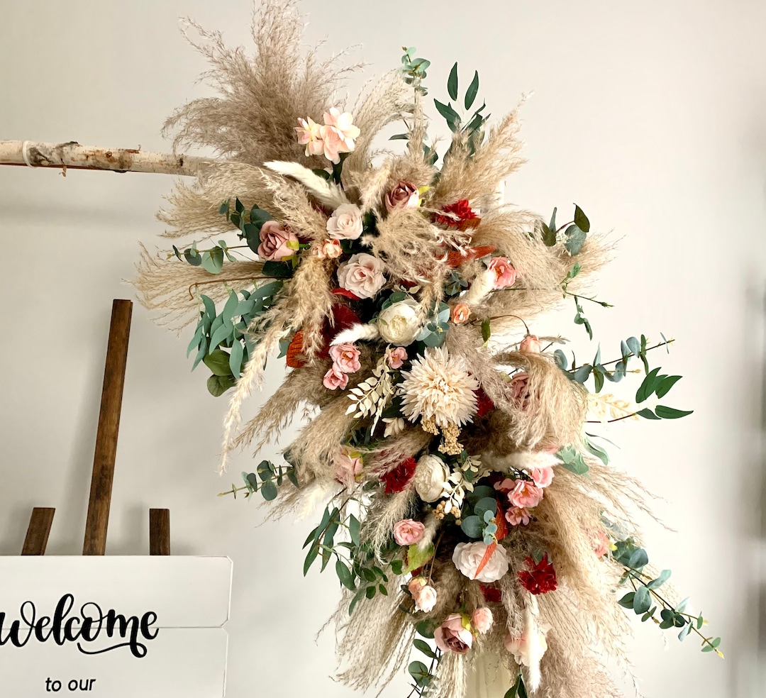 Blush Pampas Grass Wedding Arch Arrangement: Boho Floral Swag - Etsy