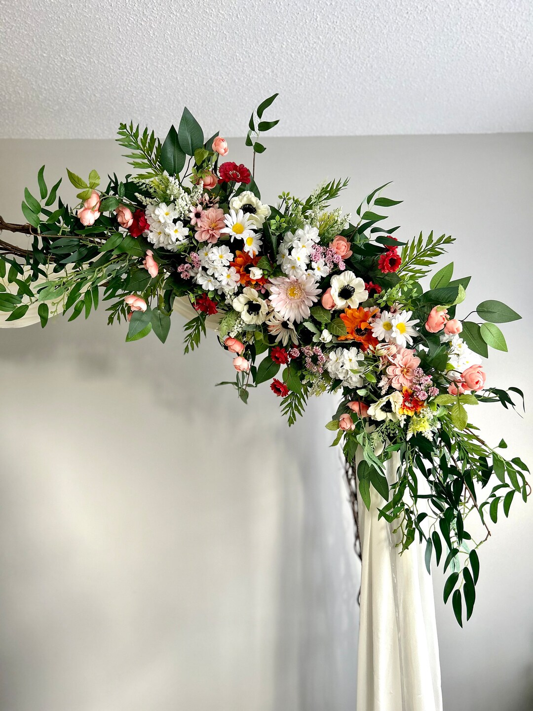 2pc Wedding Arch With Summer Wild Flowers/wedding Backdrop Decor/silk ...
