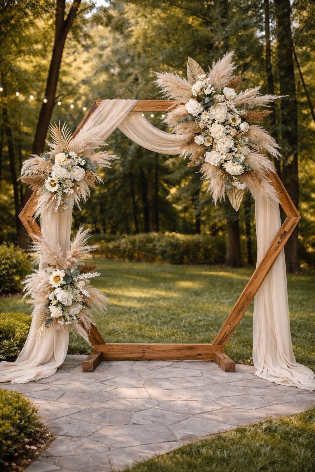 Boho Wedding Flower Package, Pampas Grass Arch Flower and Bouquets ...