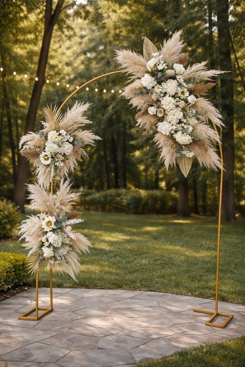 Boho Wedding Flower Package, Pampas Grass Arch Flower and Bouquets ...
