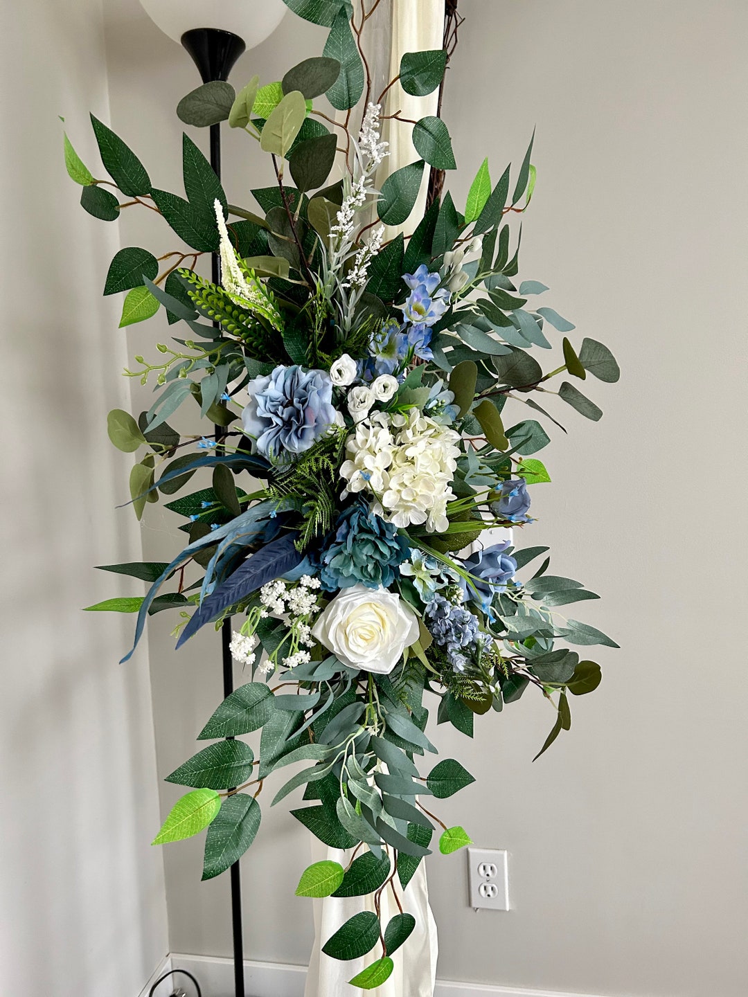 2pcs Dusty Blue Flowers Swags/wedding Arch Flowers Arrangement/wedding ...