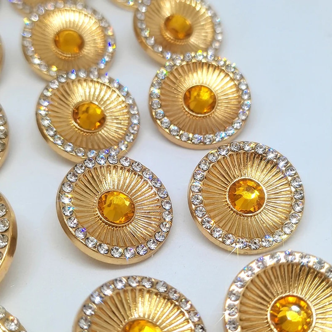 20/25mm Luxury Gold Round Rhinestone Buttons of Clothing Sewing ...