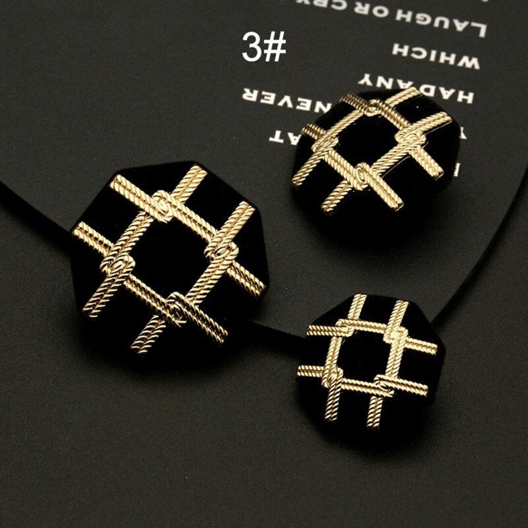6pcs Gold Metal Black Design Suit Button for Clothing Fabric Luxury ...