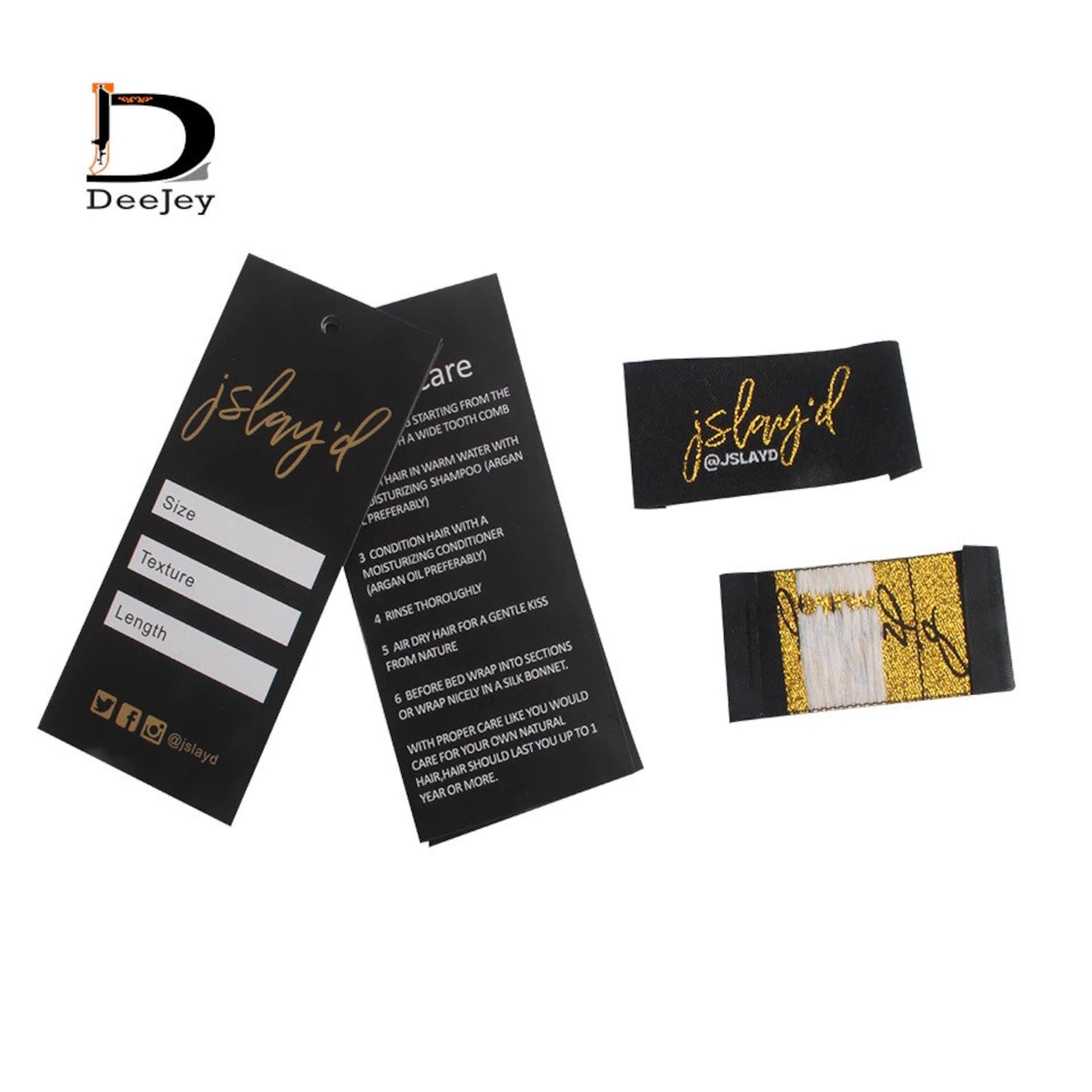 Custom Logo Woven Wigs Label Swing Tags Hair Bundles Wrap Matching ...