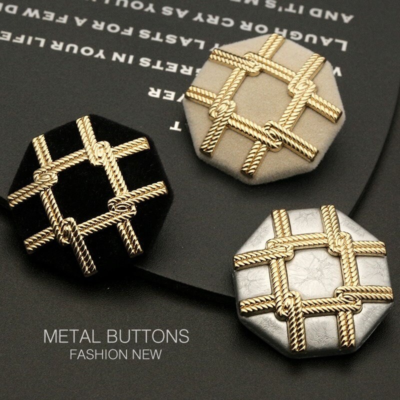 6pcs Gold Metal Black Design Suit Button for Clothing Fabric Luxury ...