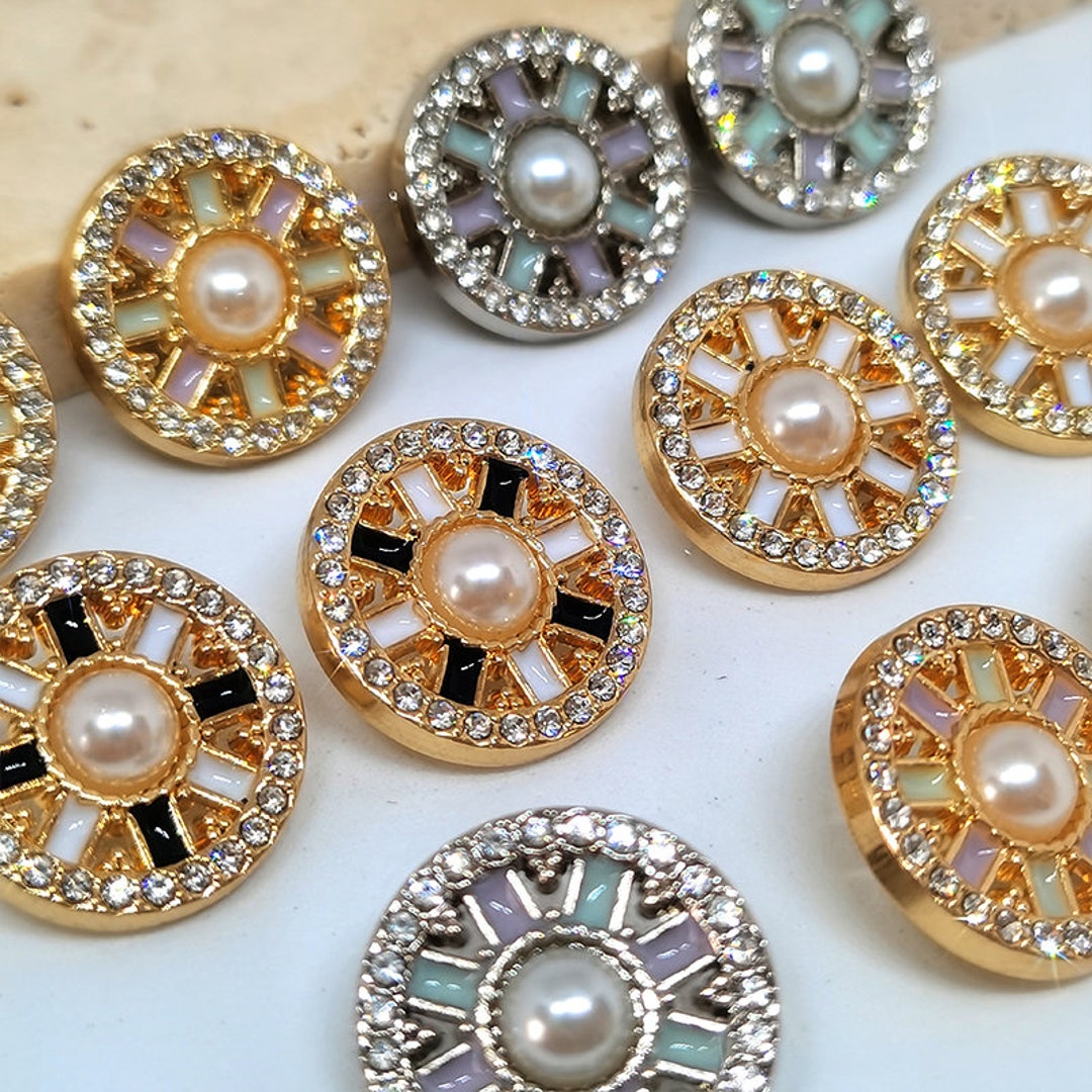 18/23MM Multicolor Strass Luxus Knöpfe Kleidung Vintage Perle Rund ...