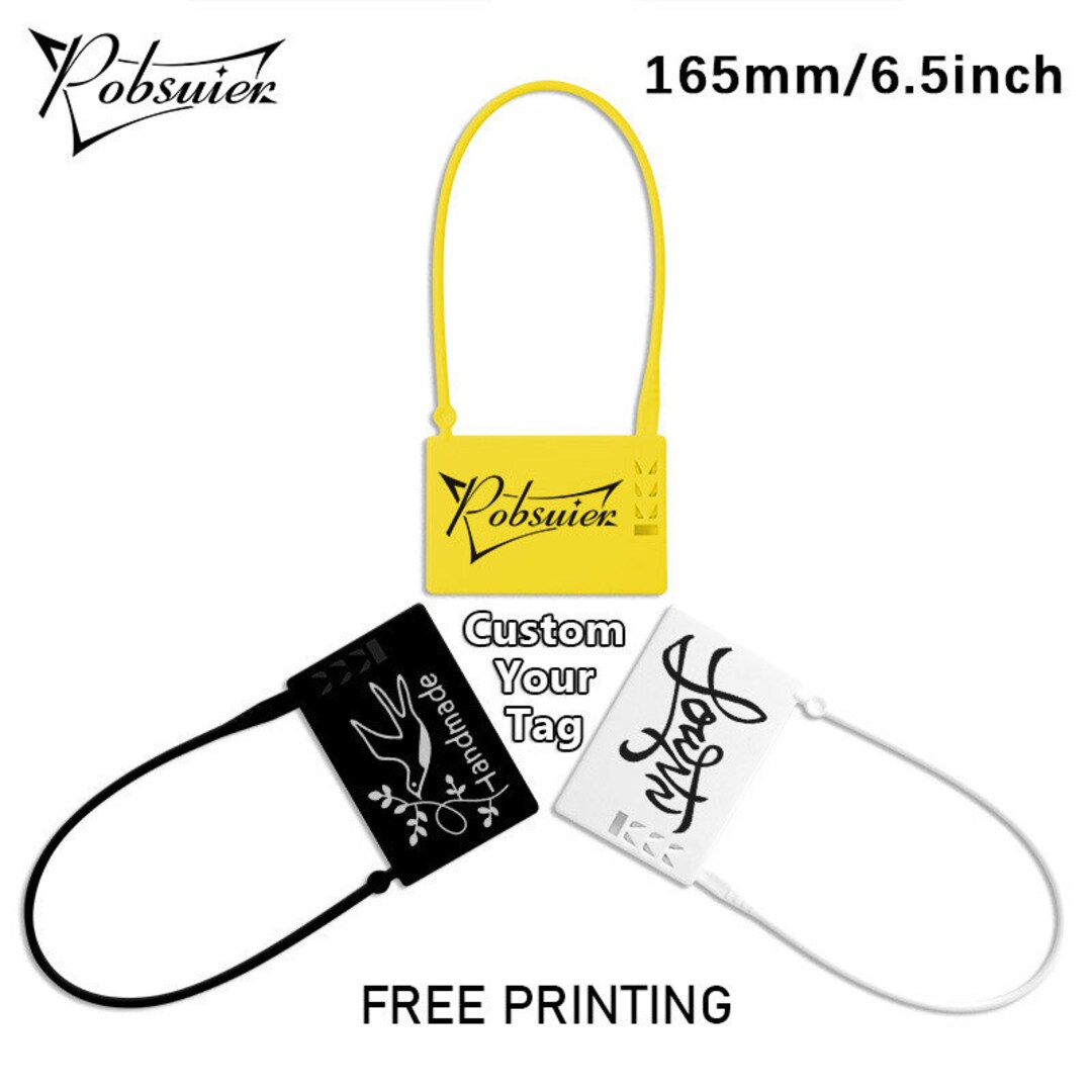 100 Custom Plastic Hang Tags for Clothing Garment Apparel Bag White ...