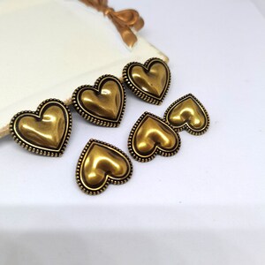 10pcs Antique Gold Metal Heart Buttons for Women Coat Shirt 23mm 20mm ...
