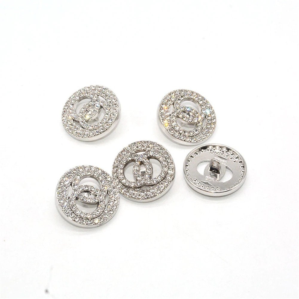 Silver Rhinestone Buttons Luxury Embellishments for Clothing Fashion ...