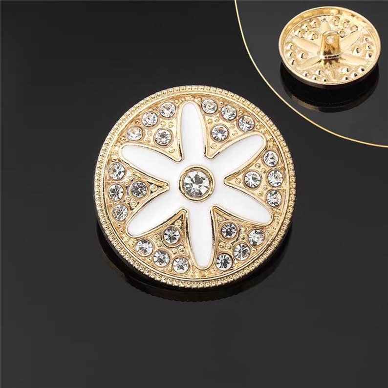 10pcs 18/23/25mm Golden Rhinestone Metal Buttons for Coat DIY Material ...