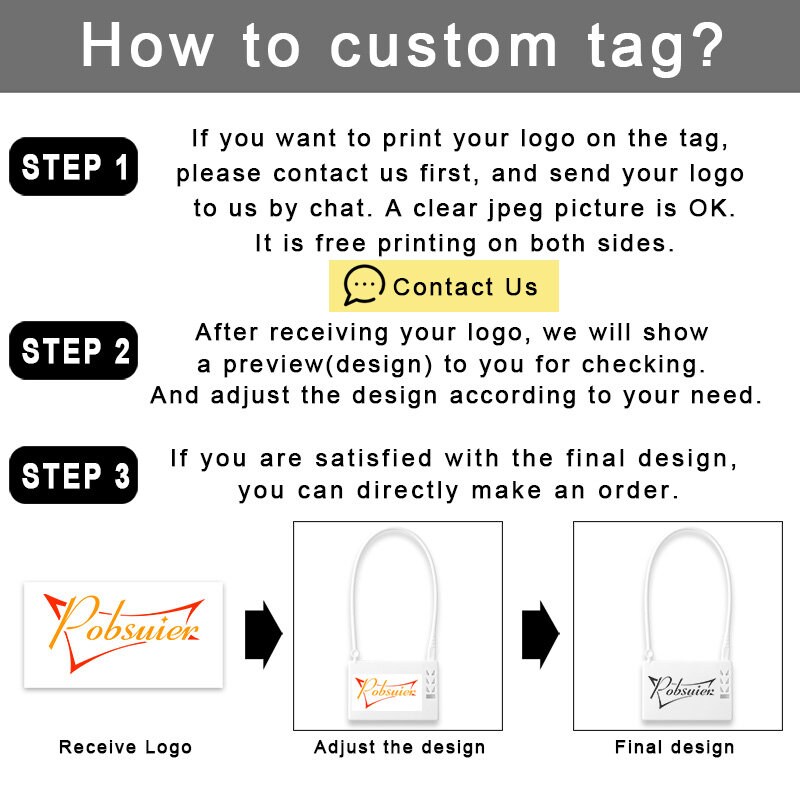 100 Custom Plastic Hang Tags for Clothing Garment Apparel Bag White ...