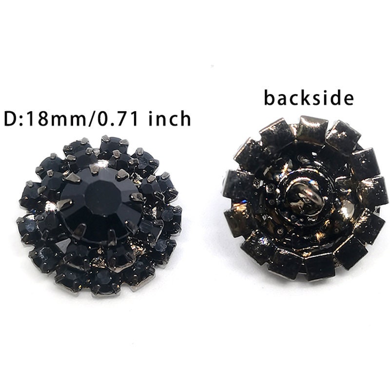 High Quality Black Rhinestone Buttons of Clothing Elegant Handmade ...