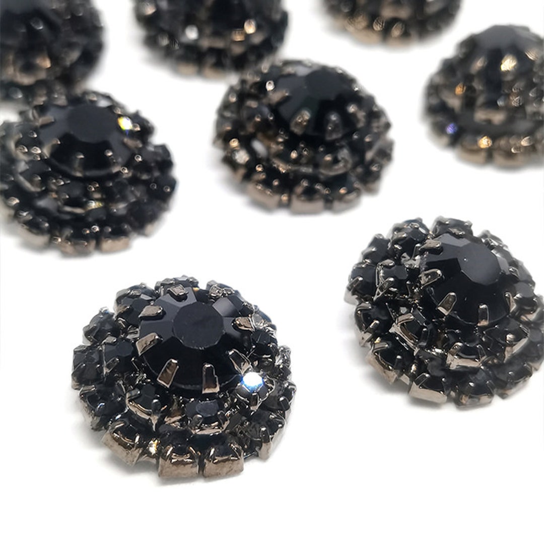 High Quality Black Rhinestone Buttons of Clothing Elegant Handmade ...
