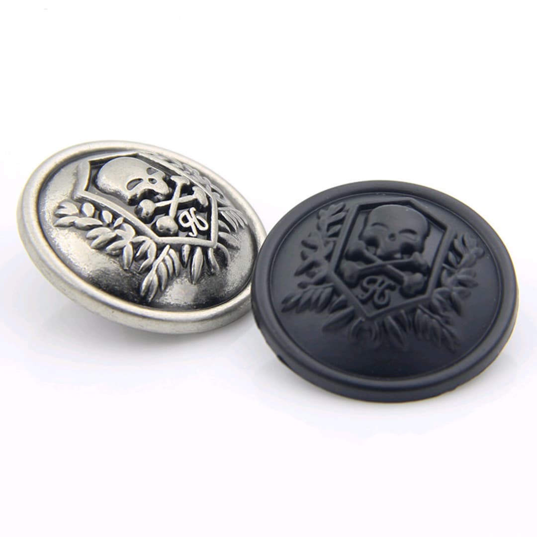 20pcs Metal Buttons 12-25mm Skull Head Buttons Antique Silver Jeans ...