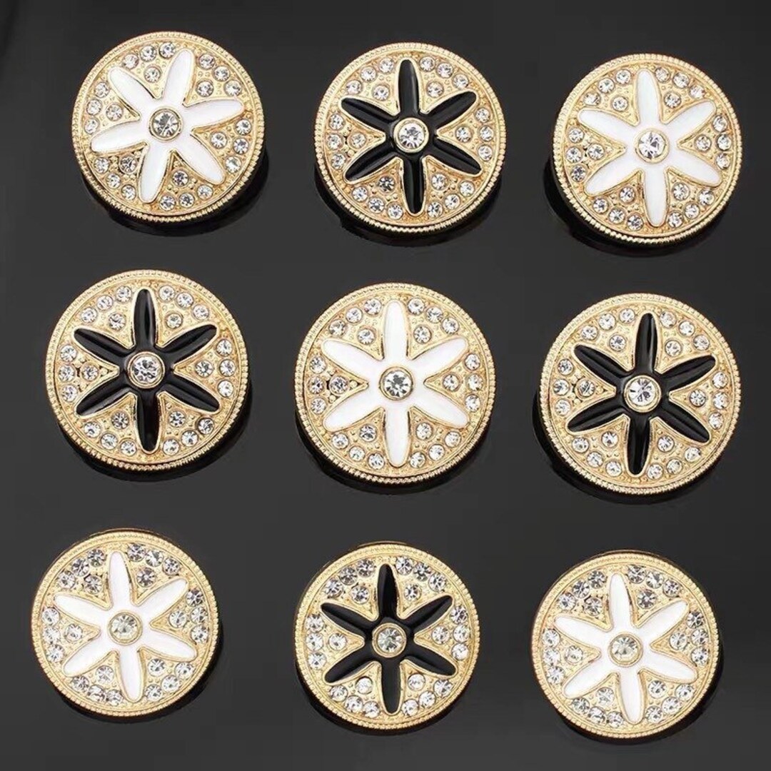 10pcs 18/23/25mm Golden Rhinestone Metal Buttons for Coat DIY Material ...