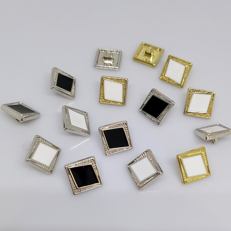 12MM Mini Square Metal Buttons of Clothing White Black Fashion Small ...