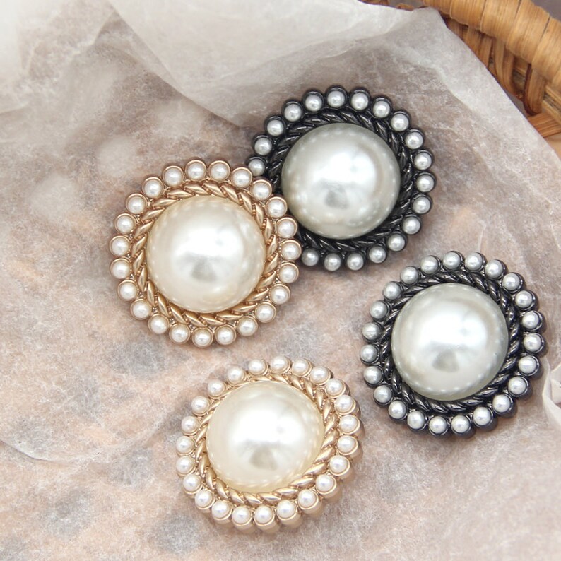Vintage Pearl Gold Metal Sewing Buttons for Clothing Women Coat Suit ...