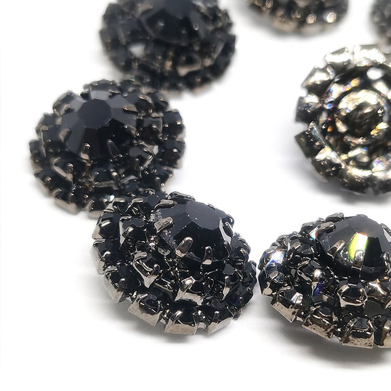High Quality Black Rhinestone Buttons of Clothing Elegant Handmade ...