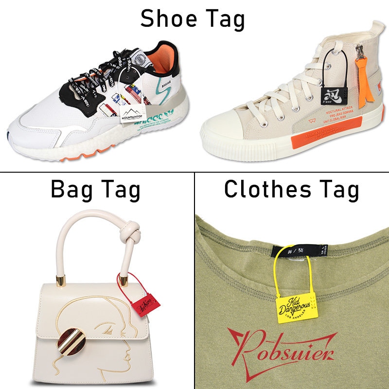 100 Custom Plastic Hang Tags for Clothing Garment Apparel Bag White ...