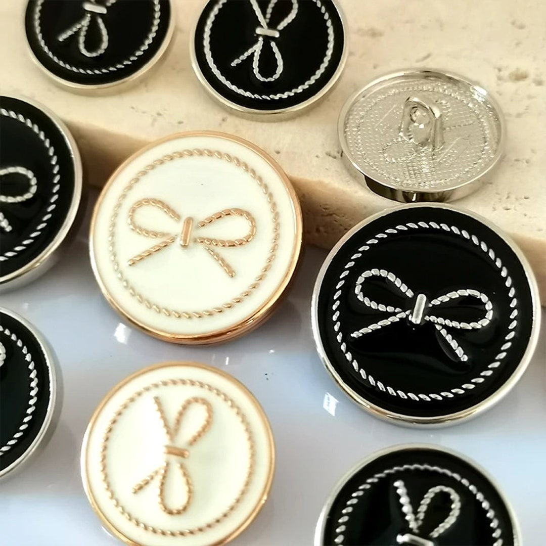 18/23MM Bow Desinged Metal Round Buttons of Clothing High Quality Black ...