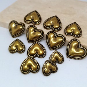 10pcs Antique Gold Metal Heart Buttons for Women Coat Shirt 23mm 20mm ...
