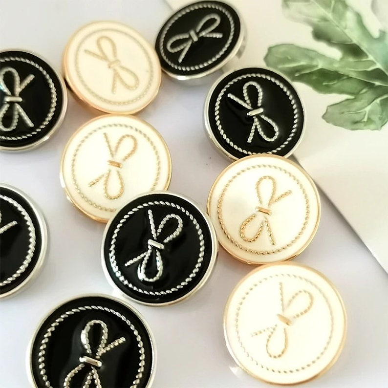 18/23MM Bow Desinged Metal Round Buttons of Clothing High Quality Black ...
