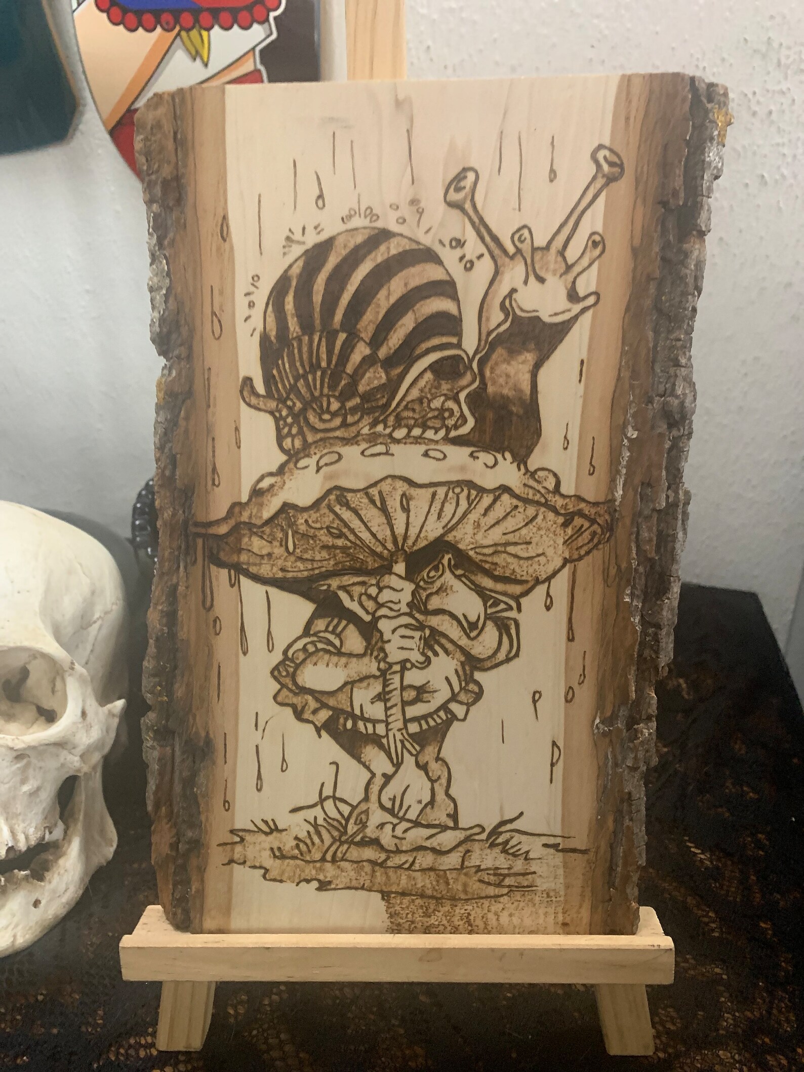 Custom Hand Burned Mushroom Guy With Snail Pyrography - Etsy