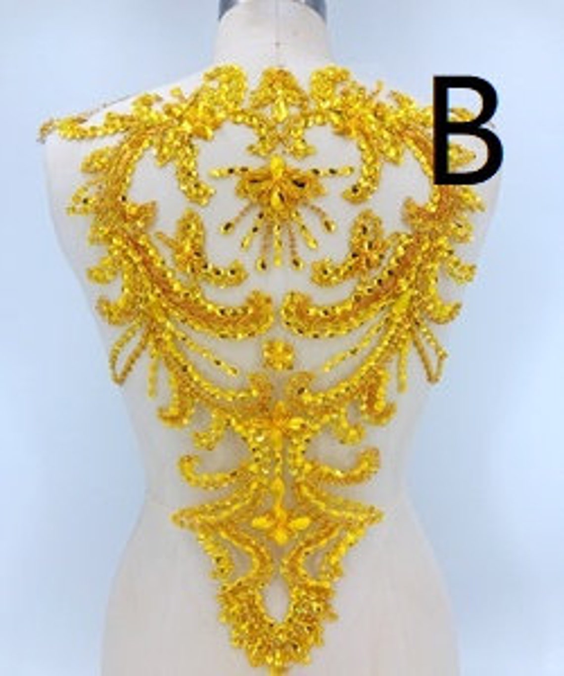 Handmade Golden Yellow Rhinestones Applique On Mesh Sew On Etsy