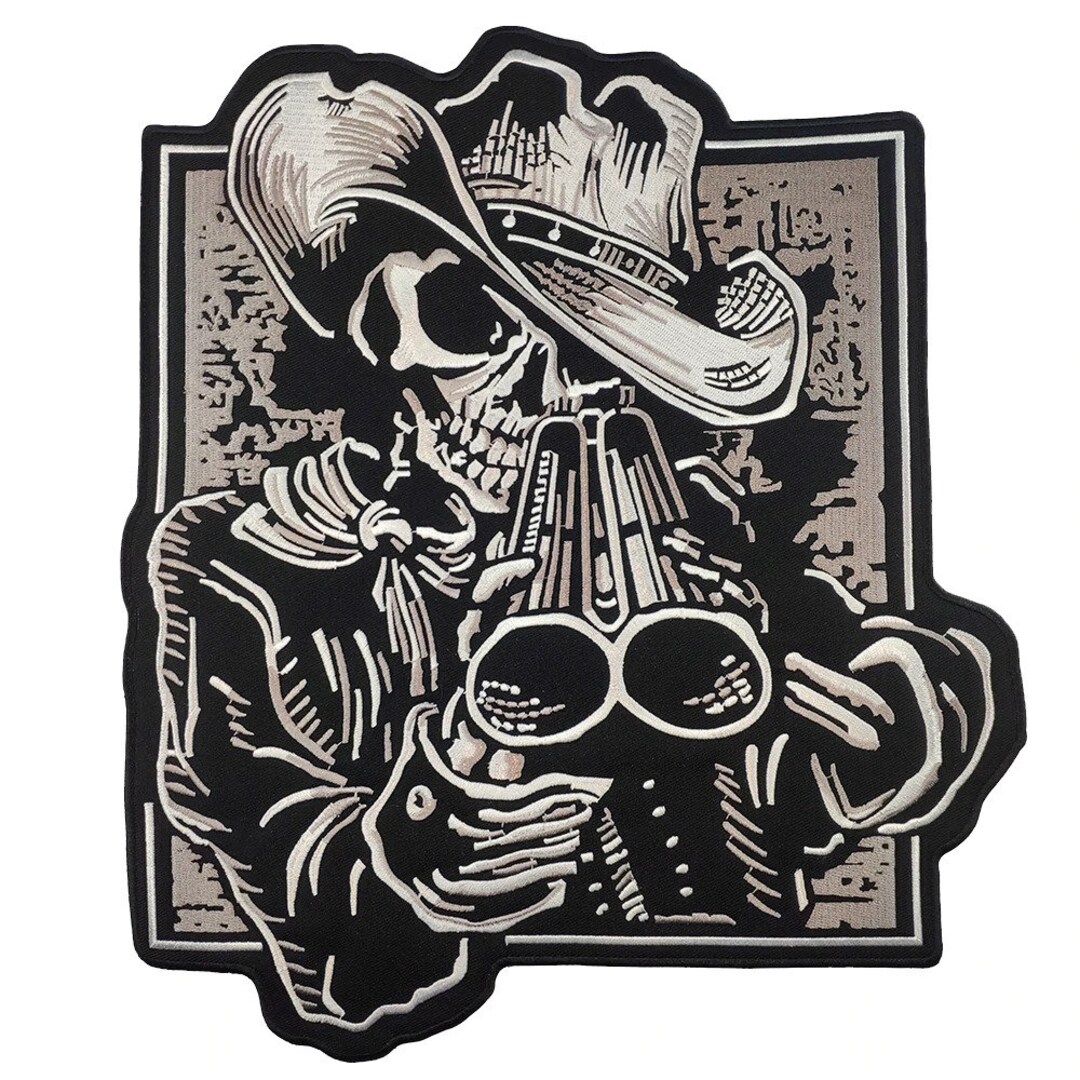Cowboy Skull Patch Embroidered for Back Jacket Large Gun Patch - Etsy