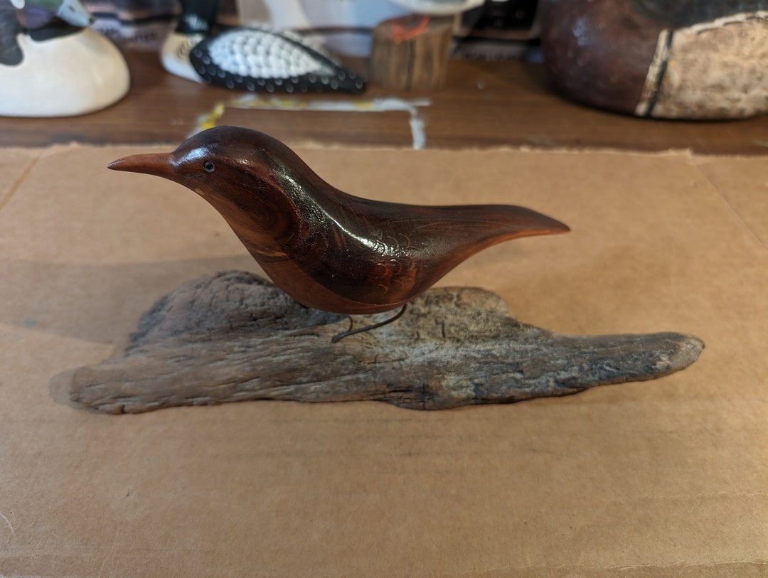 Randy Whaley Hand Carved Wood Bird Sculpture on Driftwood - Etsy