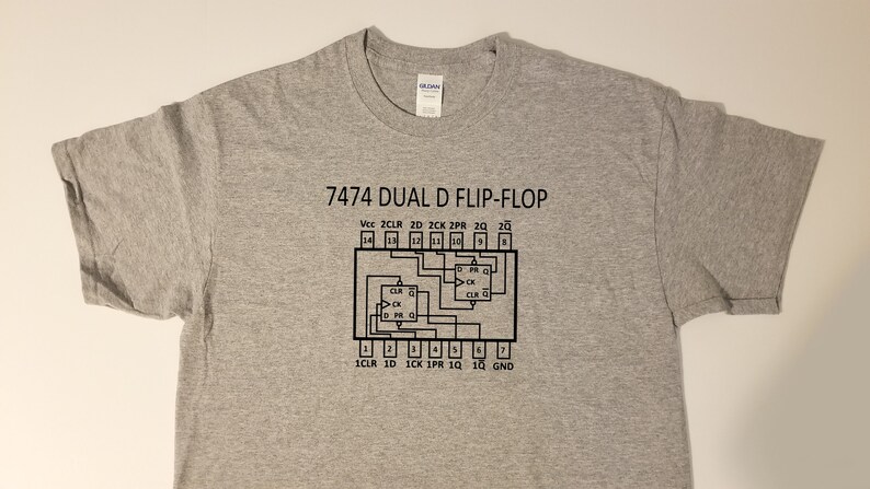 7474 Dual D Flip-flop Chip Ic Pinout Electronics Classic Style T-shirt ...