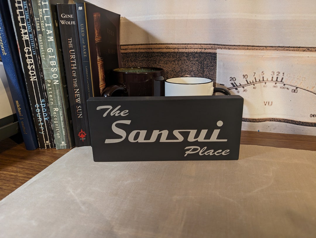 The Sansui Place Painted Wood Sign, Silver on Dark Gray 3.5 X 8 X .75 ...
